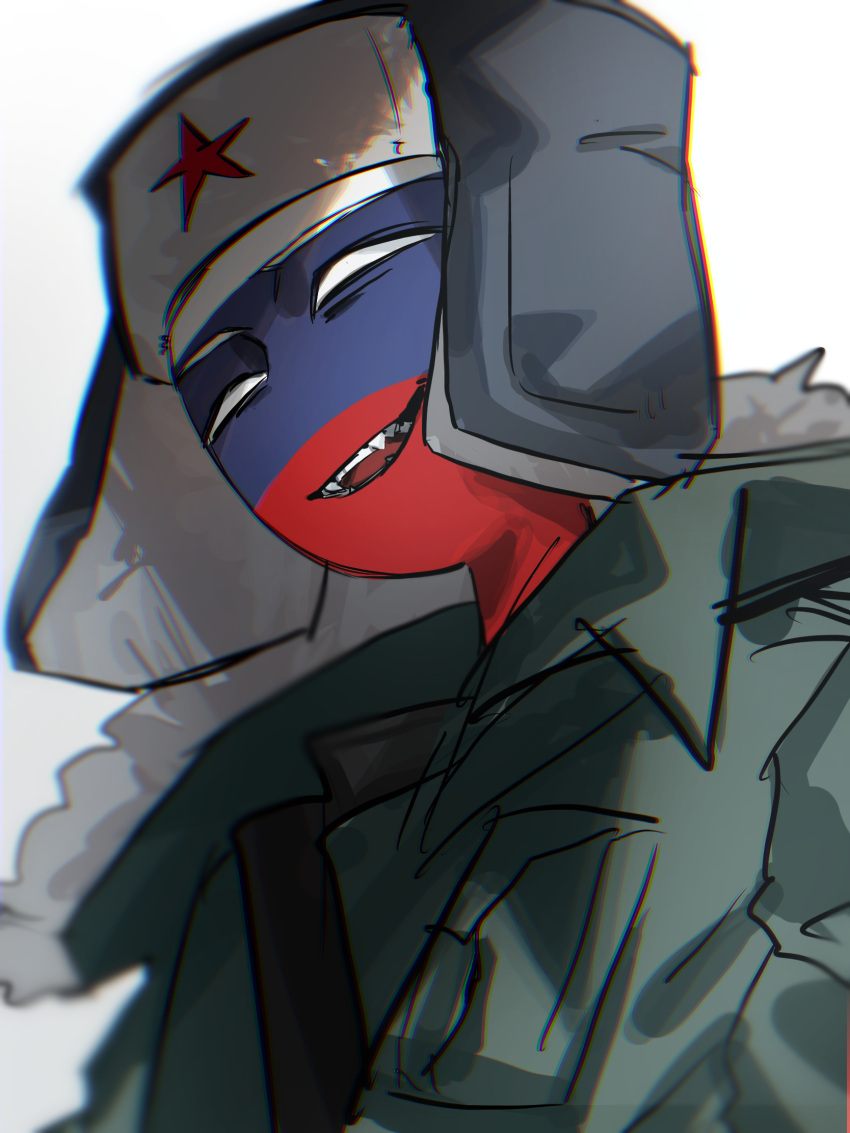 Safebooru - 1boy black sweater collared jacket countryhumans fur hat ...
