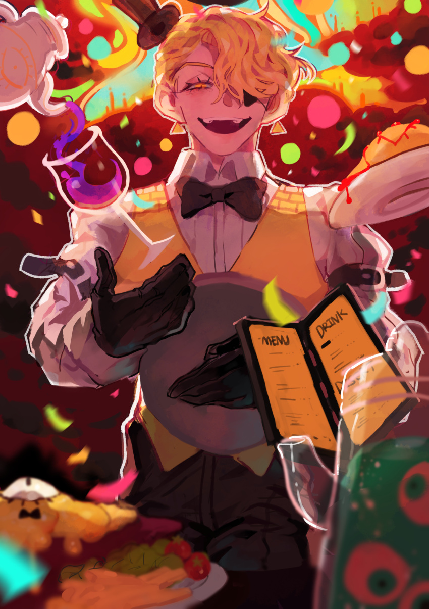 Safebooru - 1boy absurdres bill cipher blonde hair bow bowtie gravity ...