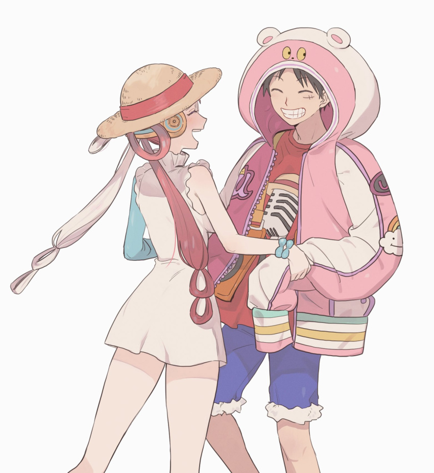 Safebooru - 1boy 1girl black hair blue shorts bracelet commentary ...