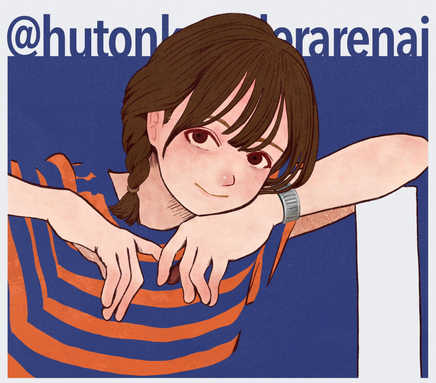 Safebooru - 1girl blending bracelet brown eyes brown hair highres jewelry looking at viewer ...