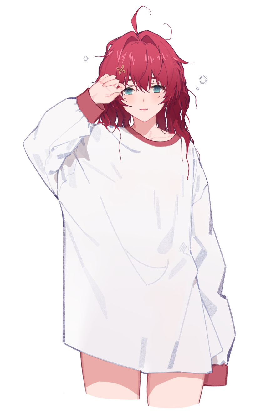 Safebooru - 1girl absurdres ahoge alternate costume alternate hairstyle blue eyes collarbone ...