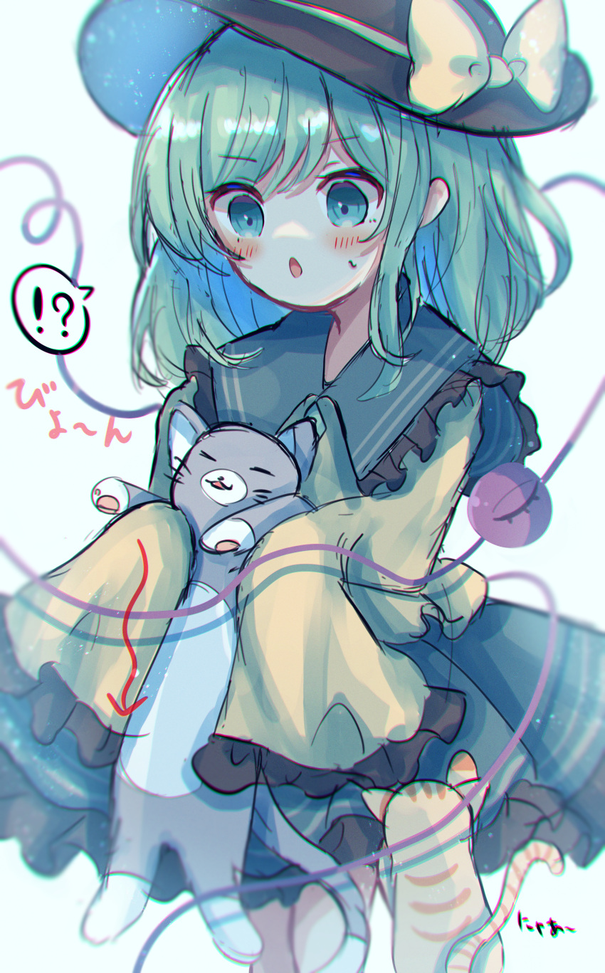 Safebooru - !? 1girl absurdres animal black hat blouse bow cat ...