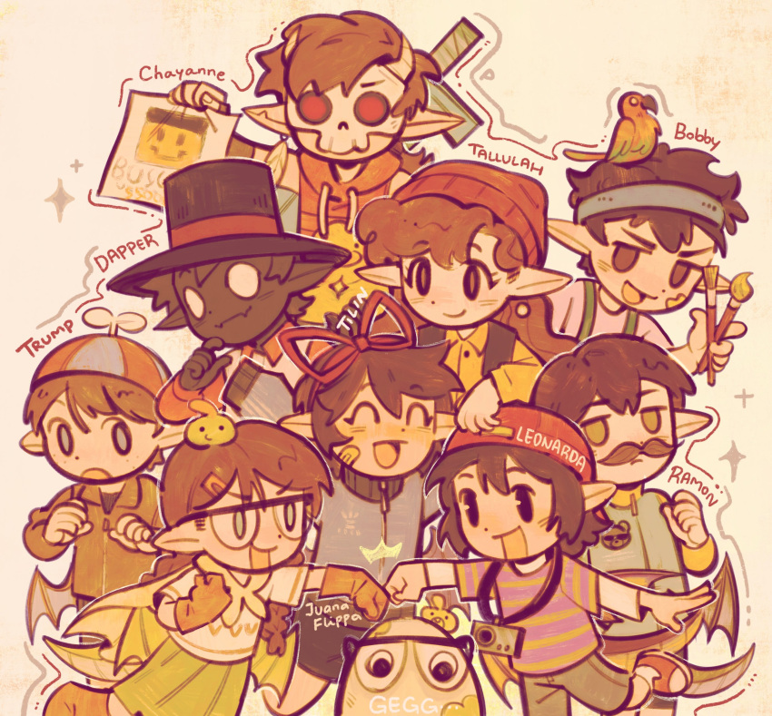 Safebooru - 2girls 2others 4boys absurdres androgynous animal on head ...