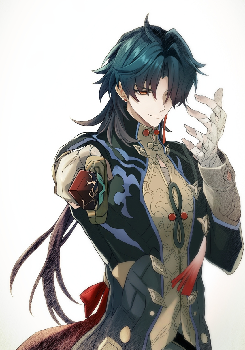 Safebooru - 1boy bandaged arm bandages black hair black jacket blade ...