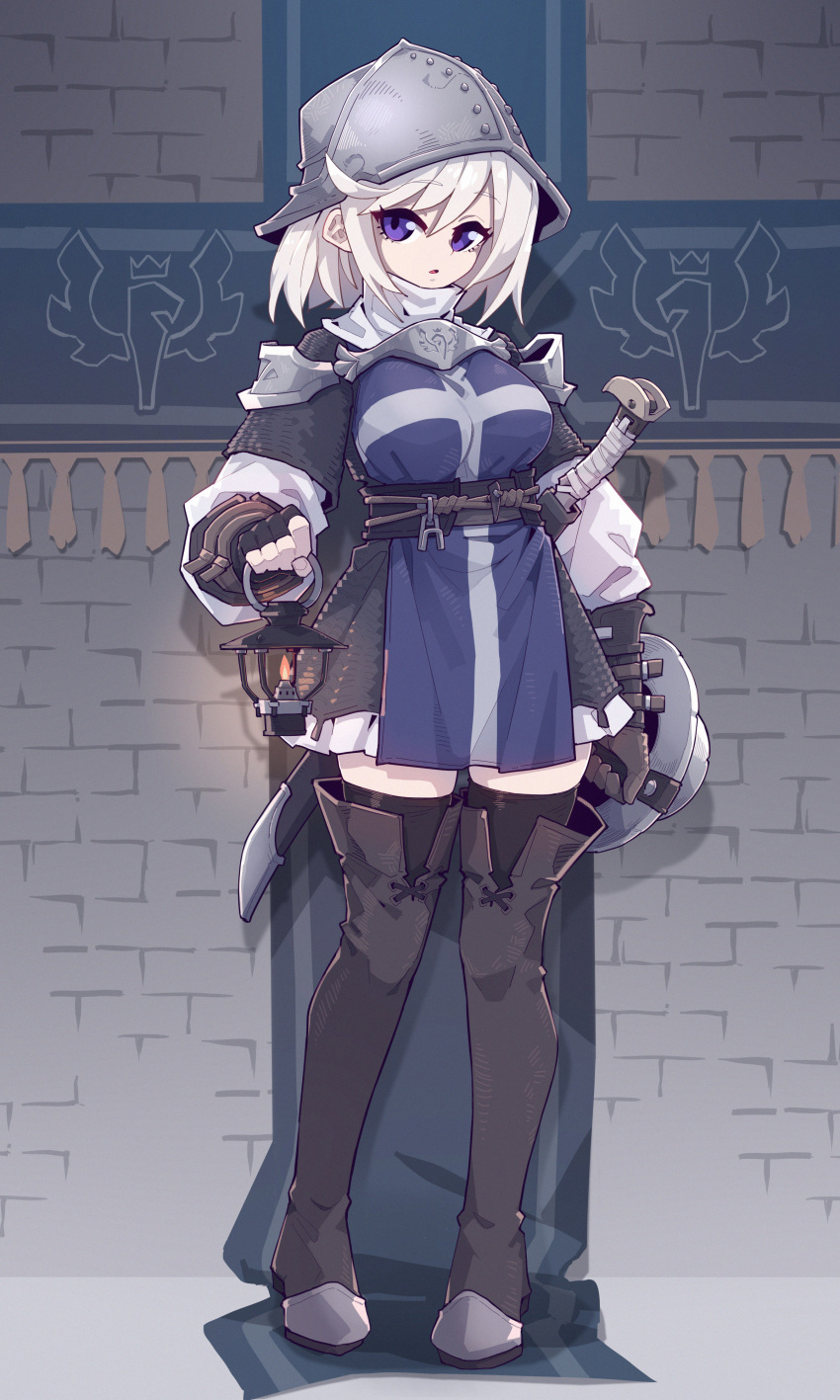 Safebooru - 1girl absurdres armor black pantyhose boots breasts gloves helmet highres imazawa ...