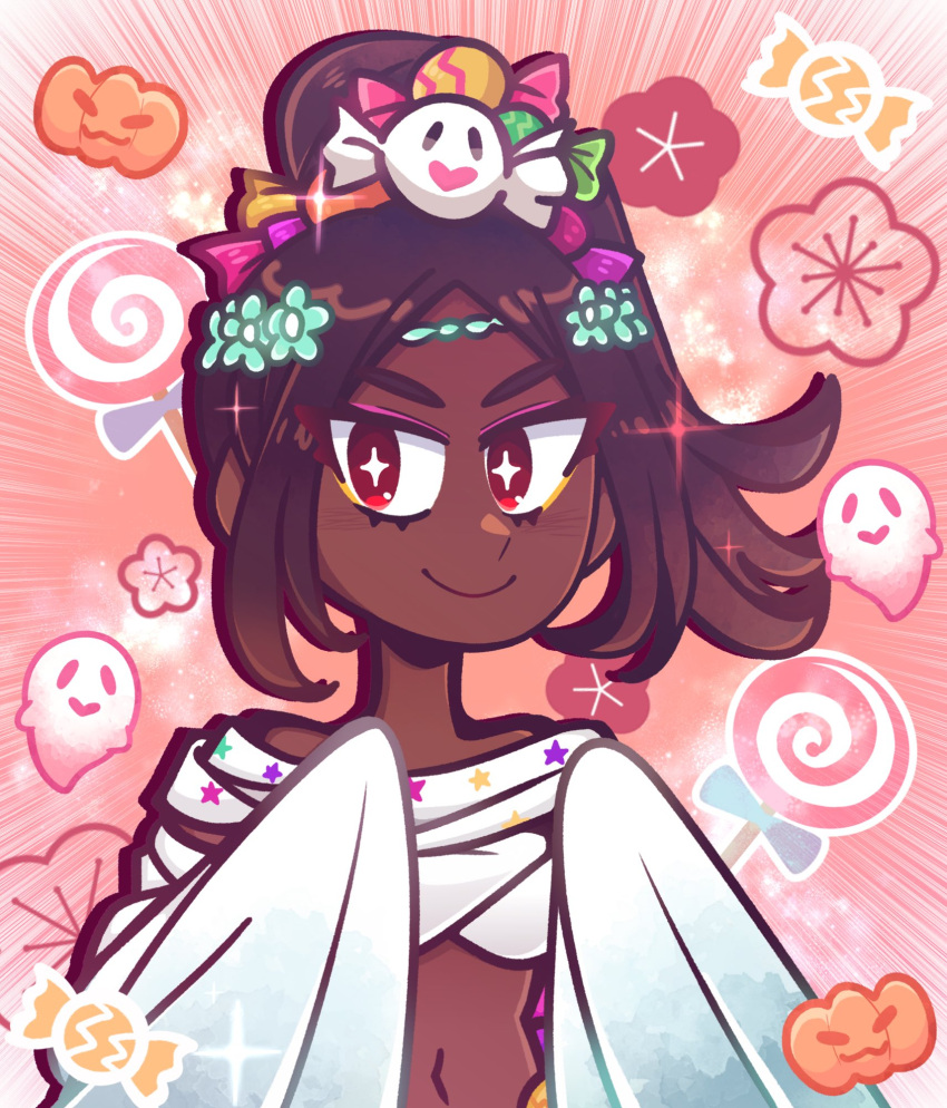 Safebooru - 1girl brown eyes brown hair candy d vaaaah dark-skinned ...