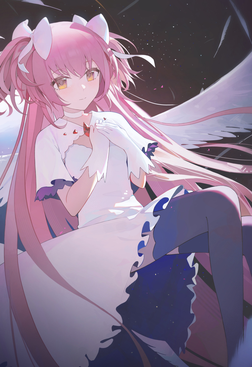 Safebooru - 1girl absurdres angel wings black thighhighs breasts choker closed mouth dress ...