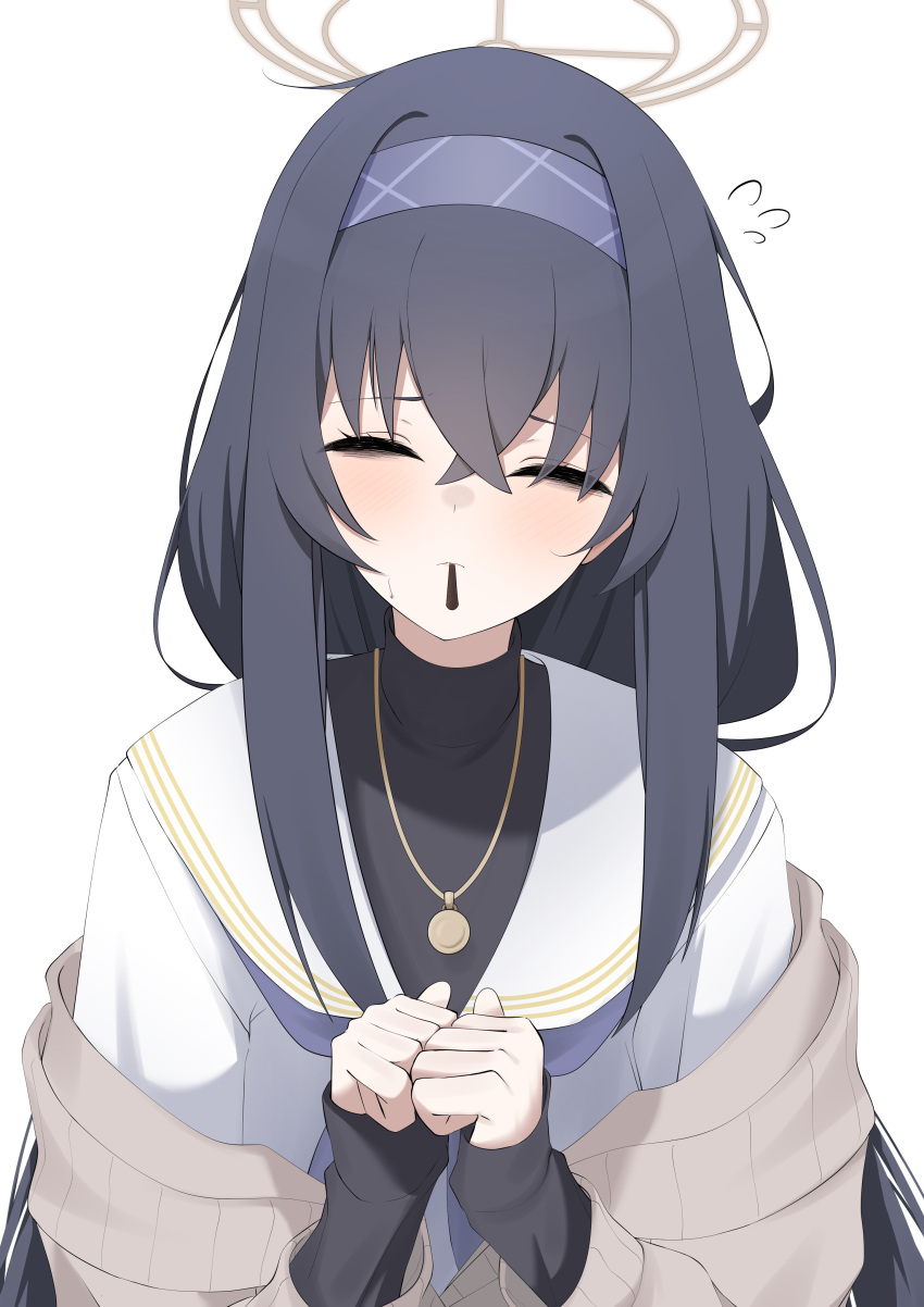 Safebooru - 1girl absurdres blue archive blue hairband blue neckerchief brown cardigan brown ...