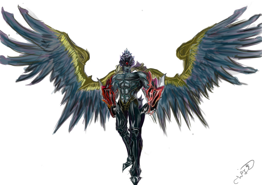 Safebooru - 1boy absurdres black feathers black hair black wings ...