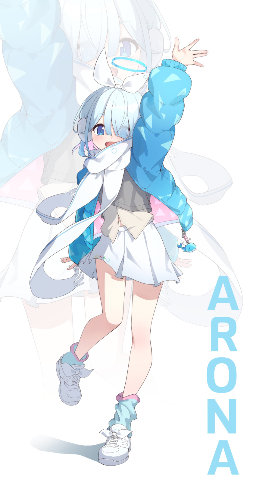 Safebooru - 1girl absurdres alternate costume arm up arona (blue archive) blue archive blue eyes ...