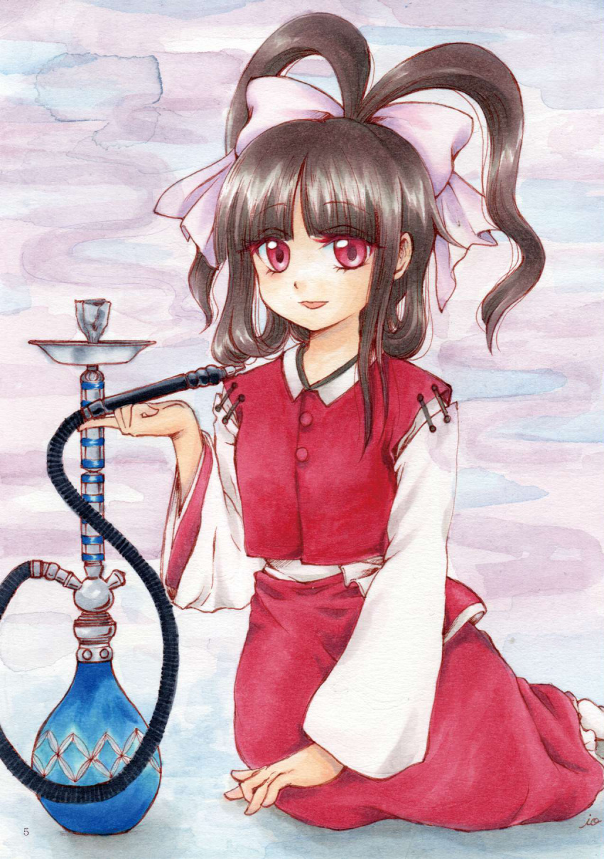 Safebooru - 1girl black hair bong buttons commentary request hair ...