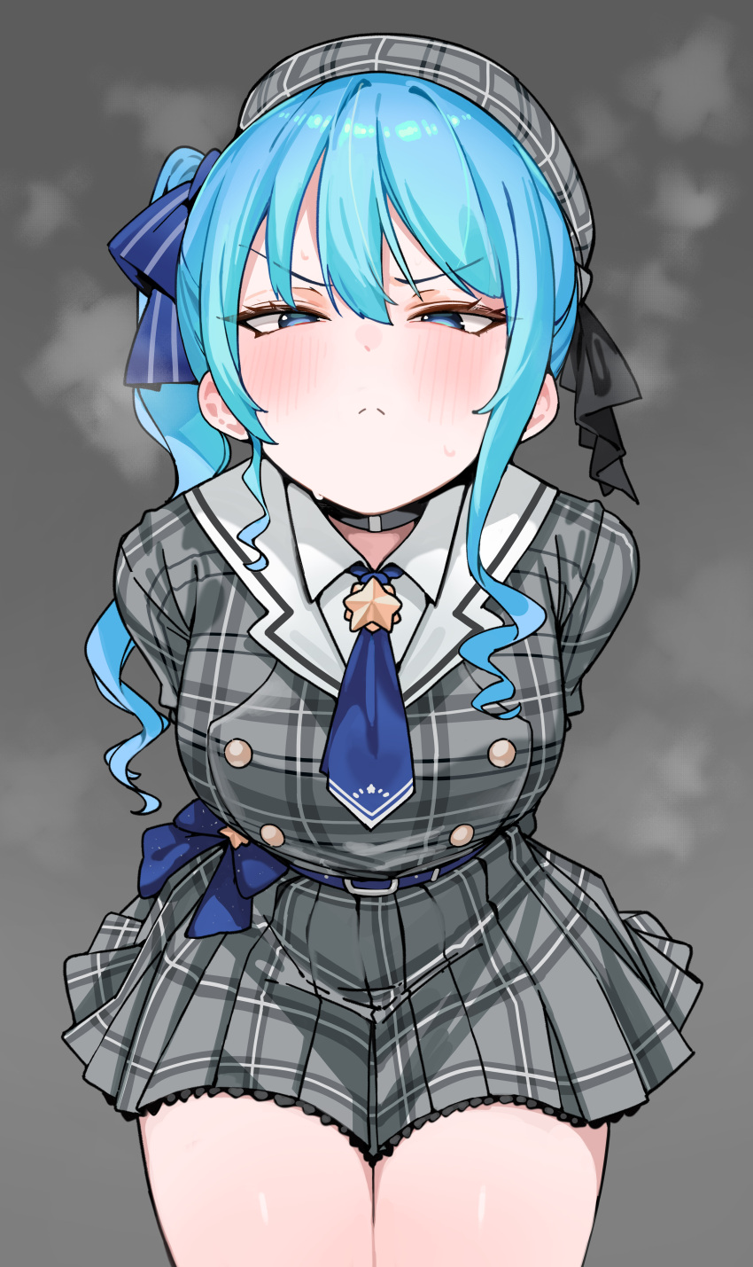 Safebooru - 1girl absurdres arms behind back belt belt buckle beret blue belt blue eyes blue ...