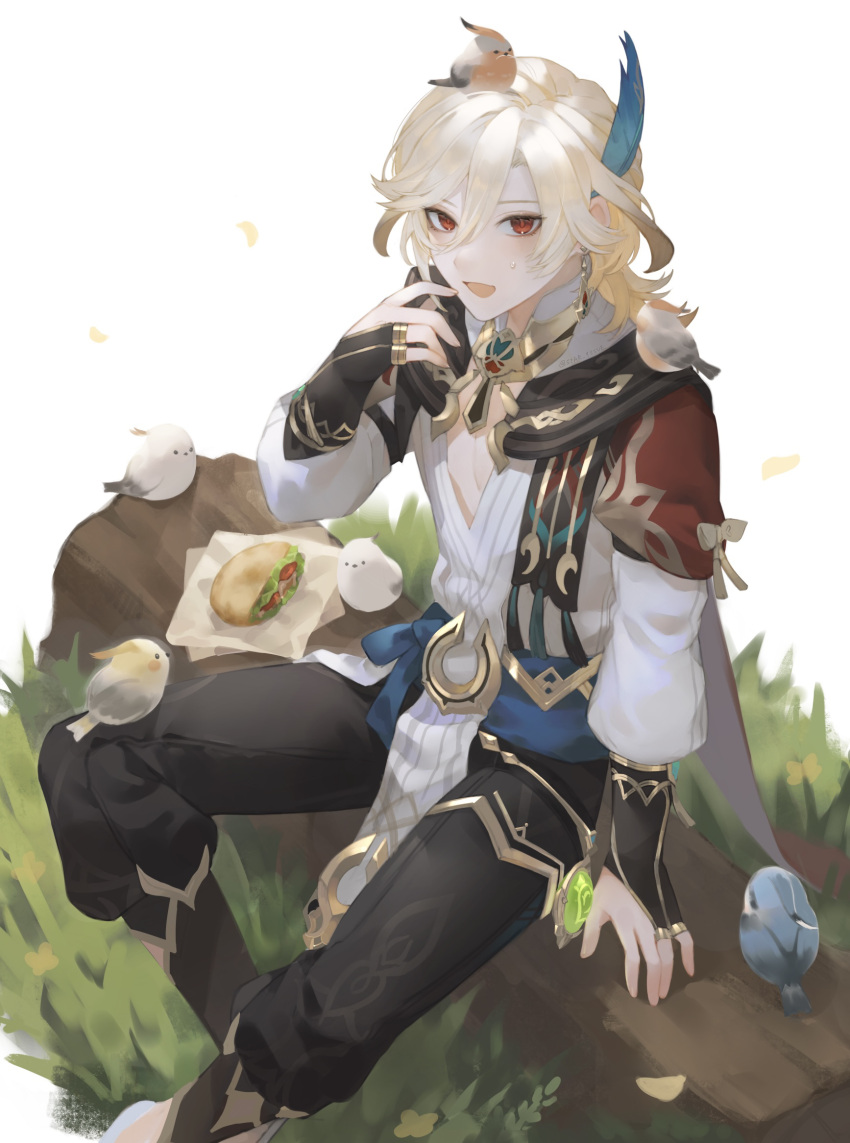 Safebooru - 1boy animal on head animal on shoulder artist name bird ...