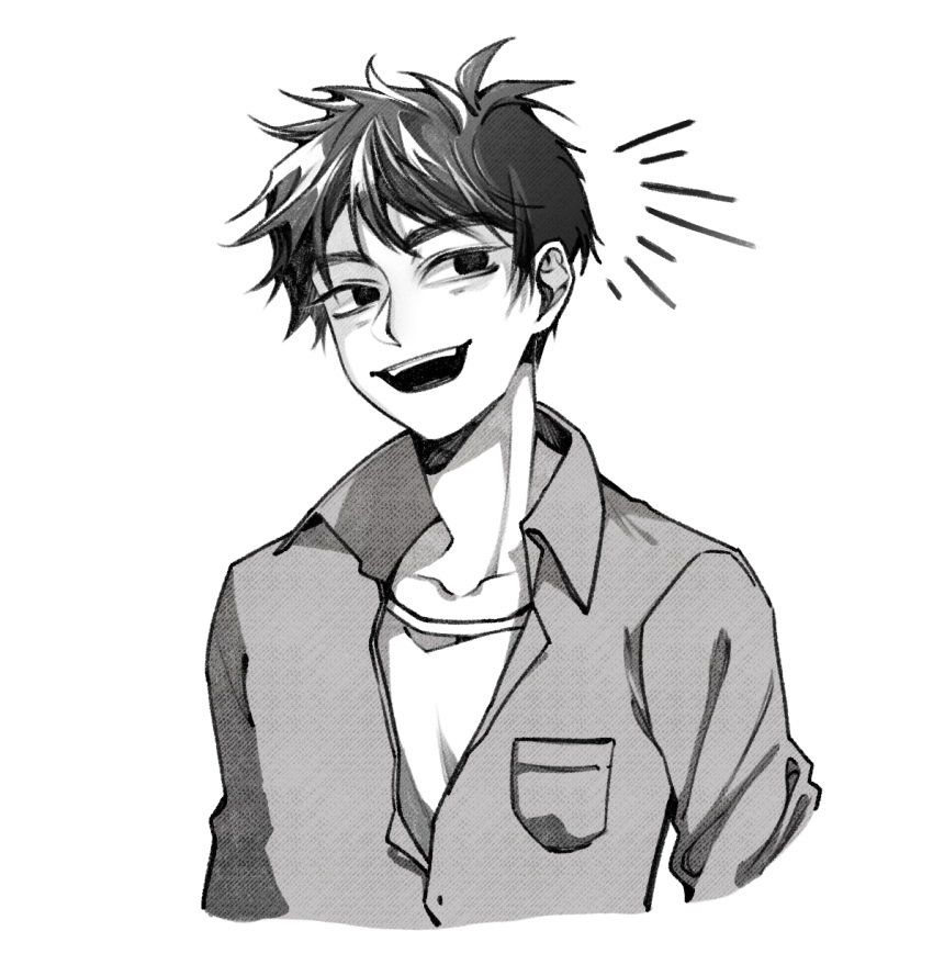 Safebooru - 1boy breast pocket commentary request cropped torso ...