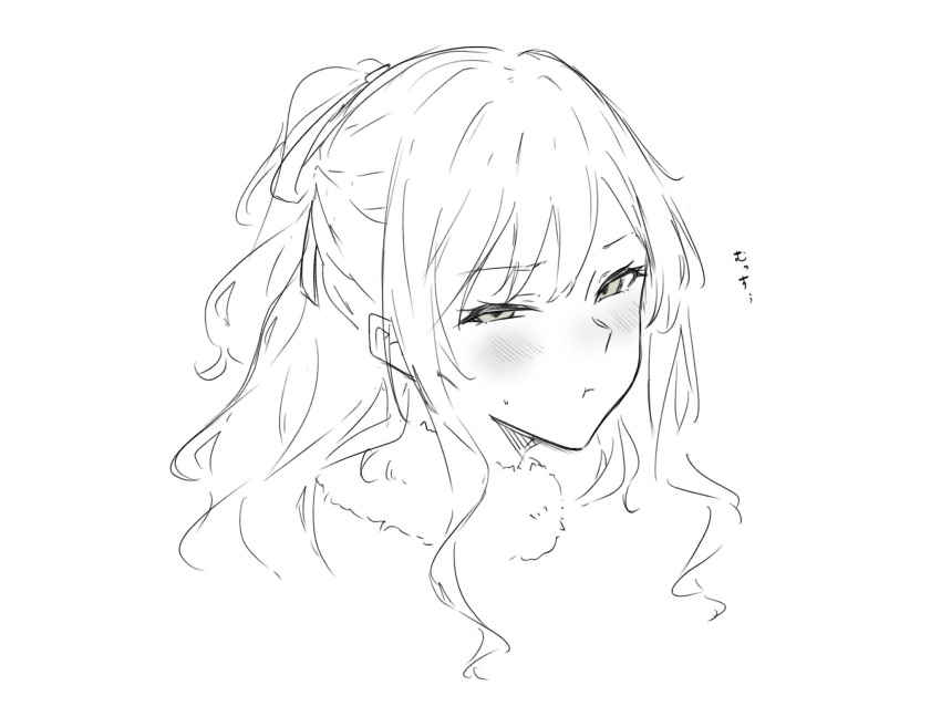 Safebooru - 1girl bang dream! blush greyscale half updo highres imai ...