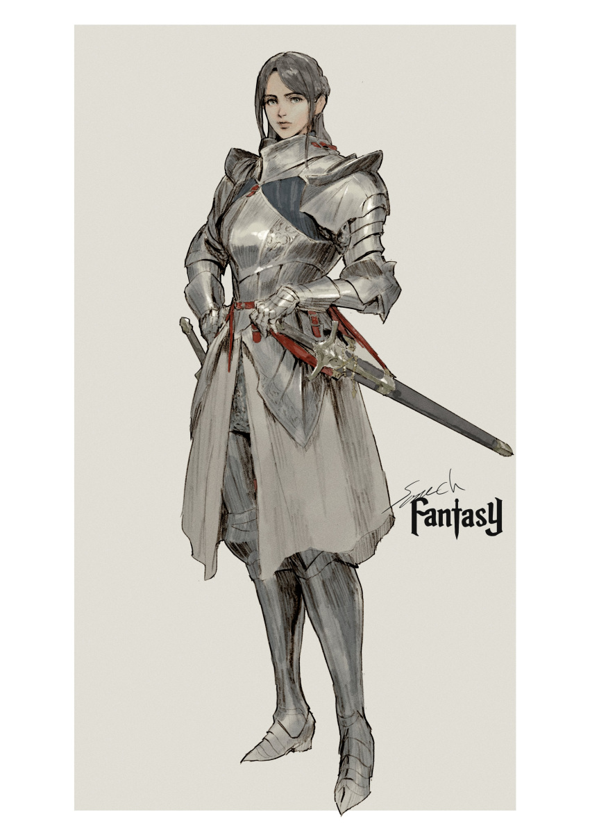 Safebooru - 1girl absurdres armor armored boots boots border ...