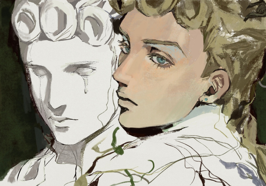 Safebooru - 1boy 6b3dvvlxdmvjcro black background blonde hair blue eyes braid closed mouth ...