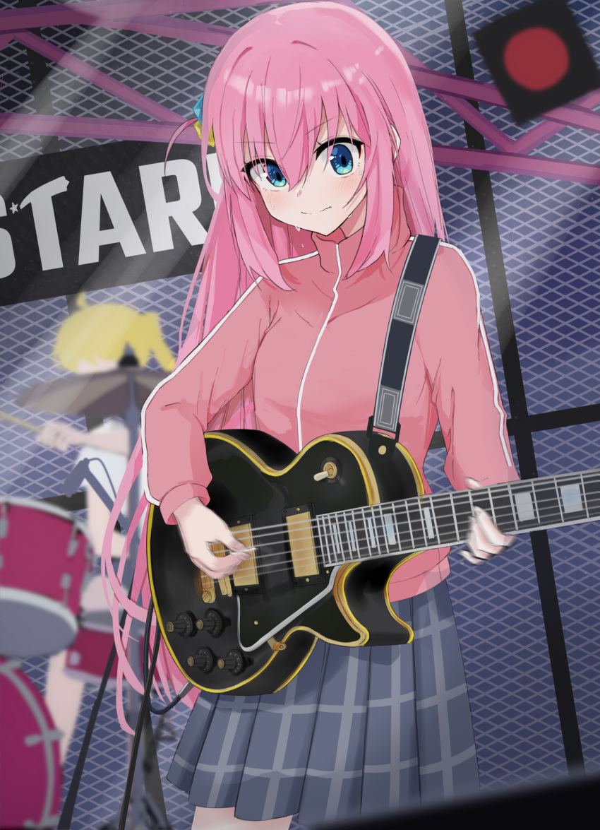 Safebooru - 2girls ahoge bass drum blonde hair blue eyes blush bocchi ...