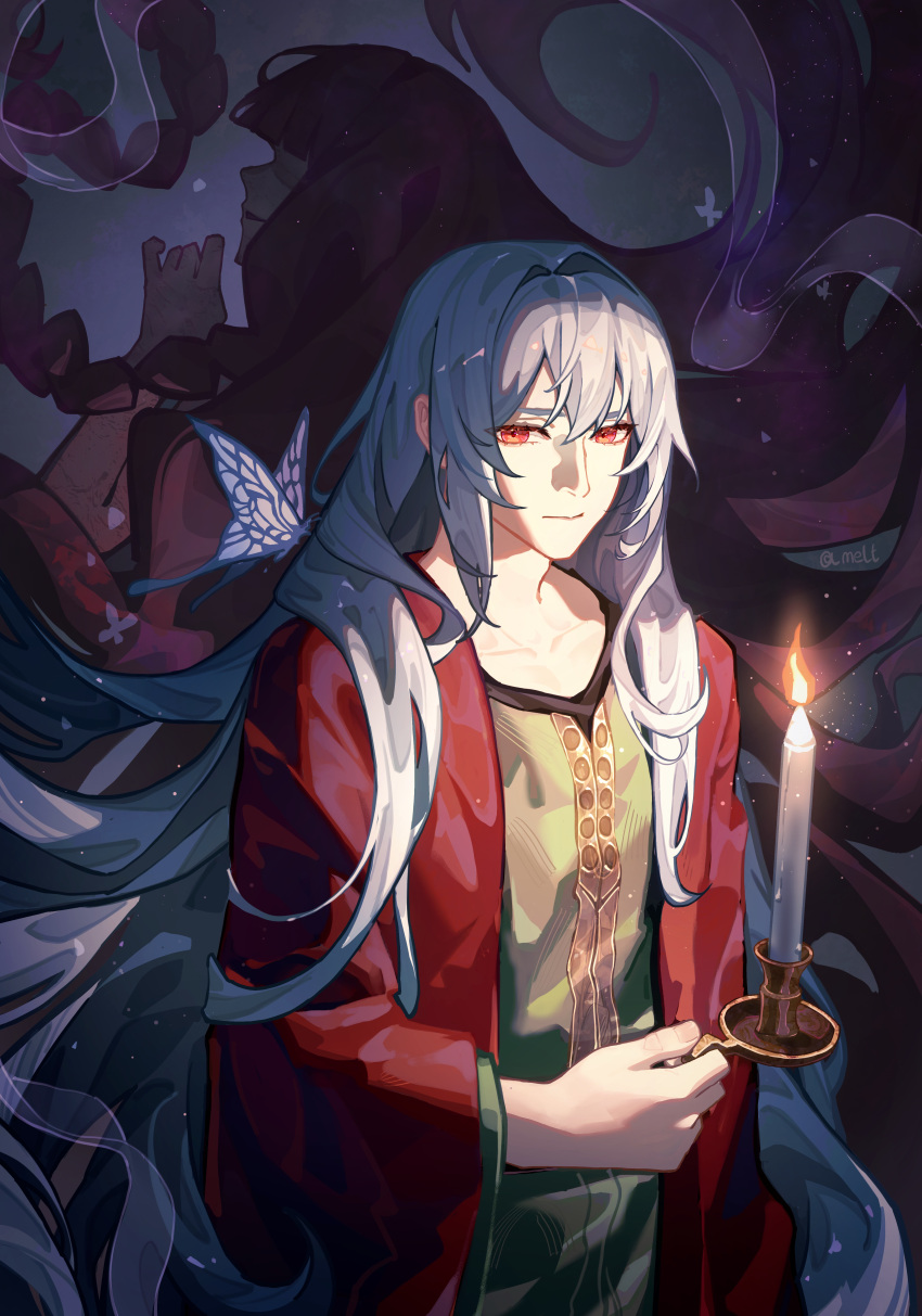 Safebooru - 1boy 1girl :| absurdres albino bug butterfly candle ...