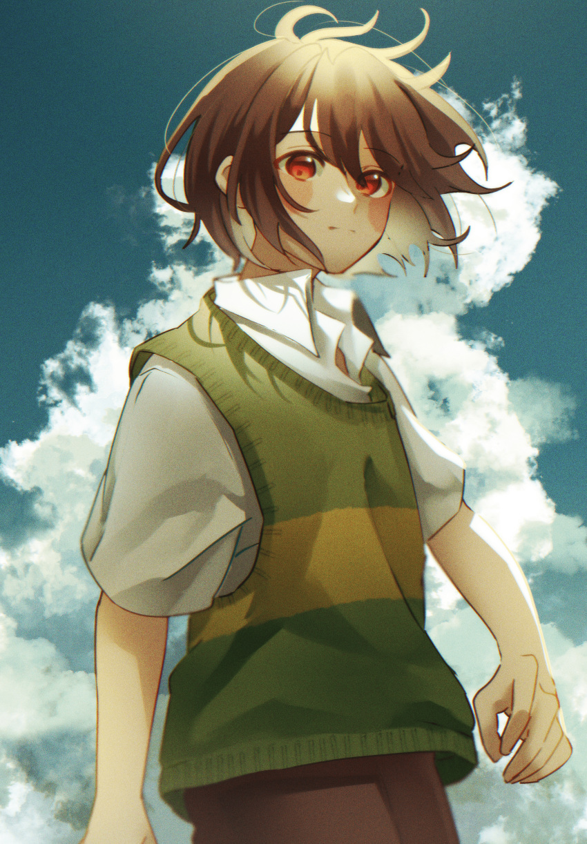 Safebooru - 1boy absurdres blush stickers brown hair brown shorts ...