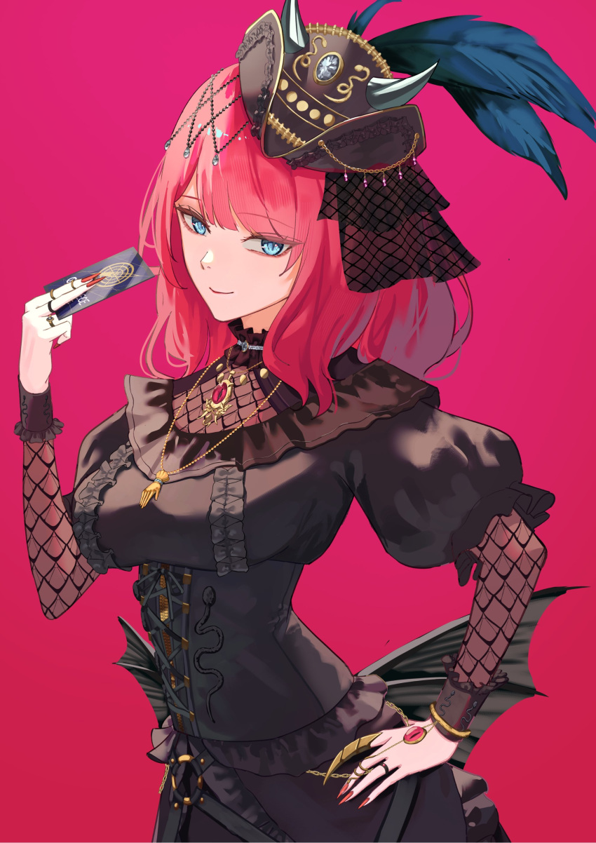 Safebooru - 1girl absurdres akatsuki hotaru black dress black hat blue ...