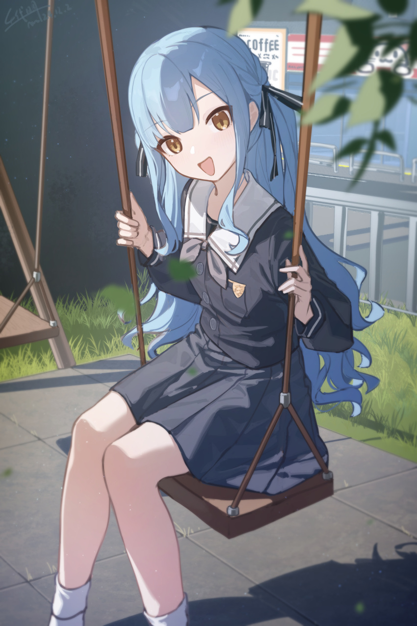 Safebooru - 1girl absurdres bang dream! bang dream! it's mygo!!!!! black ribbon blue hair blue ...