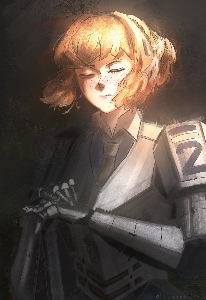 Safebooru - 1girl absurdres armor bow closed eyes collared shirt ...