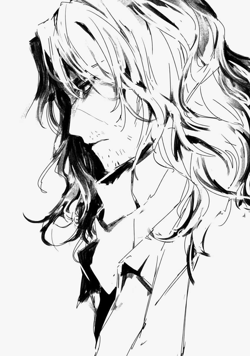 Safebooru - 1boy absurdres beard stubble closed mouth coat collared coat erlking heathcliff ...