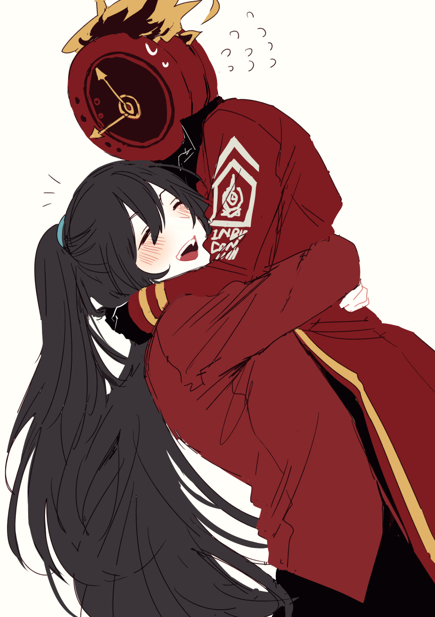 Safebooru - 1boy 1other absurdres arms up black pants clock coat cowboy shot dante (limbus ...