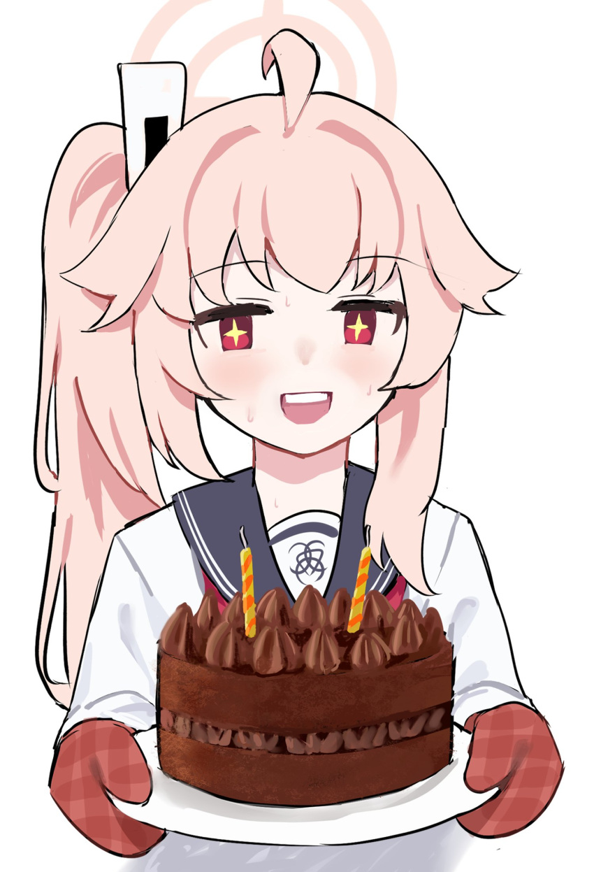 Safebooru - 1girl ahoge ayo rimaisu blue archive cake candle chocolate ...