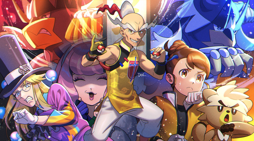 Safebooru - 2boys 2girls avery (pokemon) black hat blonde hair blue ...