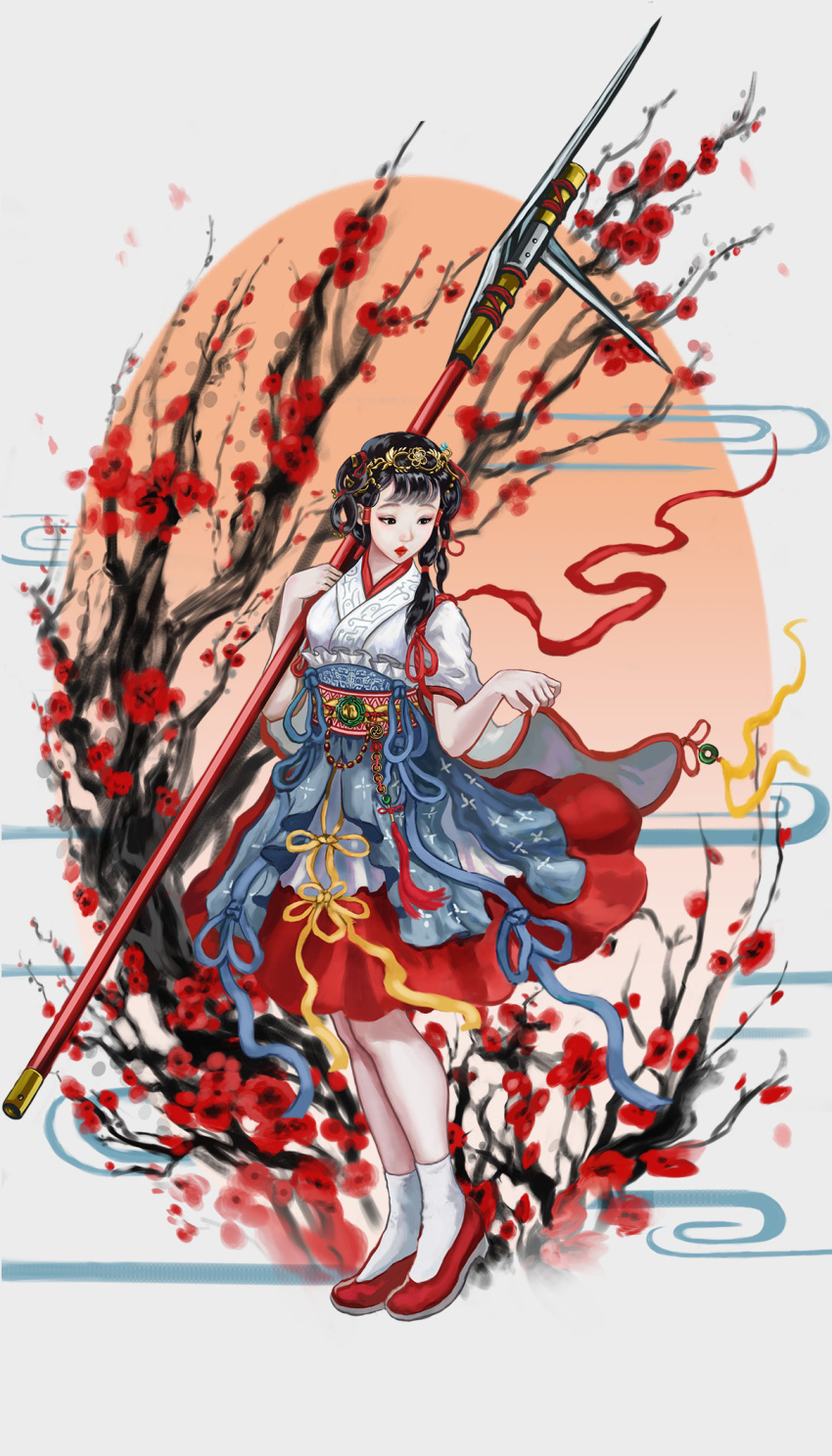 Safebooru - 1girl ankle socks asian chinese clothes flower full body ...