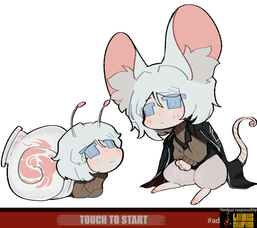 Safebooru - 2girls animal ears antennae black coat blue eyes boun578 ...