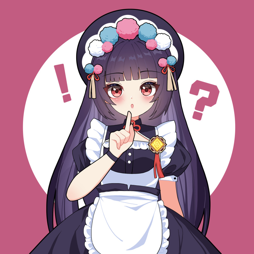 Safebooru - !? 1girl :o absurdres alternate costume apron arm at side black bonnet black dress ...