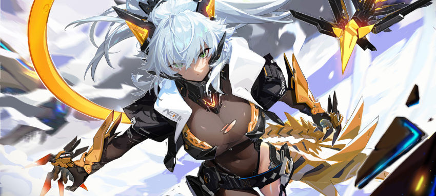 Safebooru - 1girl bodystocking breasts crosscore han-0v0 highres mecha musume mechanical ears ...