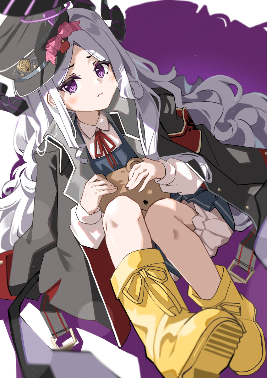 Safebooru - 1girl absurdres armband belt black belt black coat black halo black hat blue archive ...