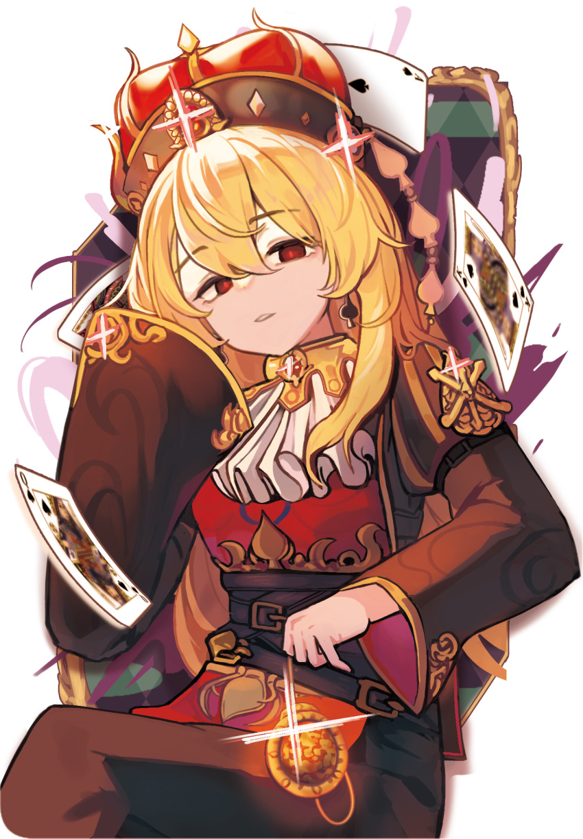 Safebooru - 1girl adapted costume ascot black corset black dress blonde hair buckle card corset ...