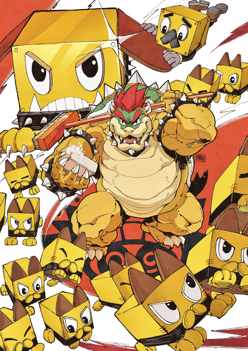 Safebooru - 3boys blitty (mario) bowser bracelet broggy (mario) broom ...