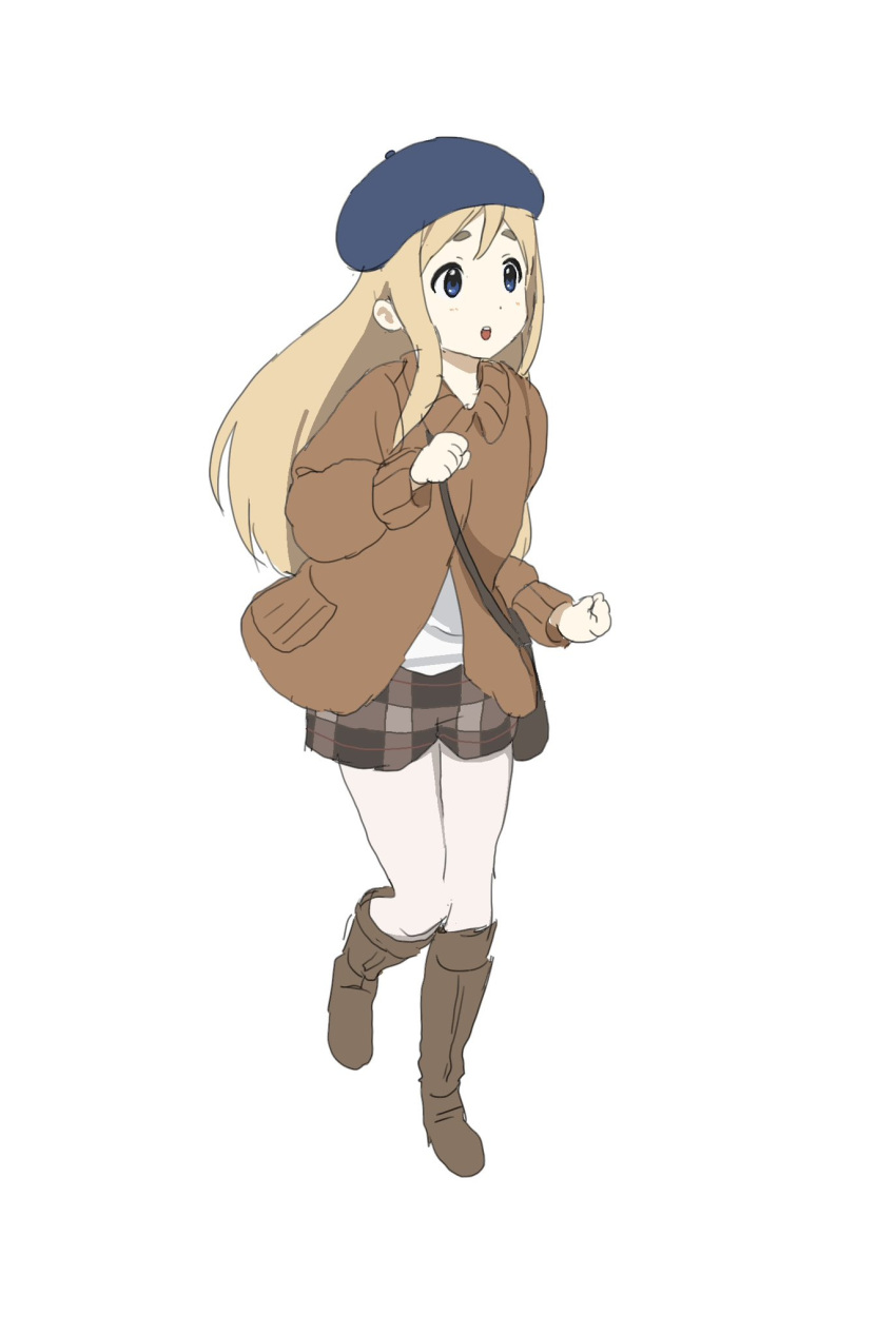 Safebooru - 1girl bag beret blonde hair blue eyes boots full body hat highres jacket k-on ...