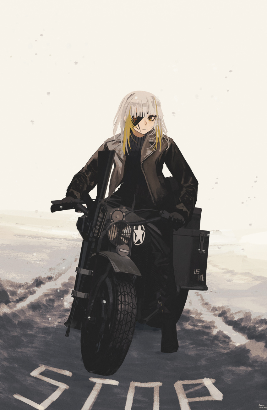 Safebooru - 1girl absurdres alternate costume black gloves black pants black sweater blonde hair ...