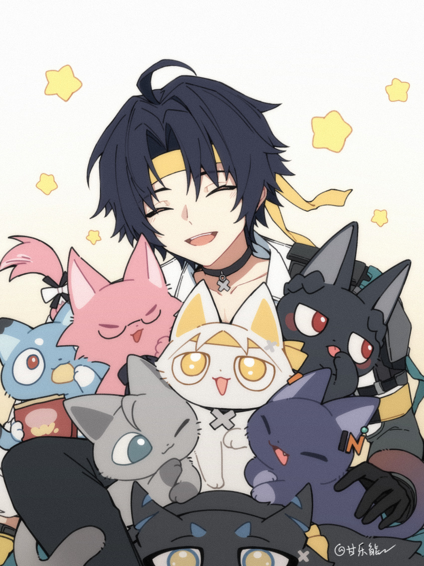 Safebooru - 1boy ahoge animal artist name asaba harumasa asaba harumasa (cat) belle (zenless ...