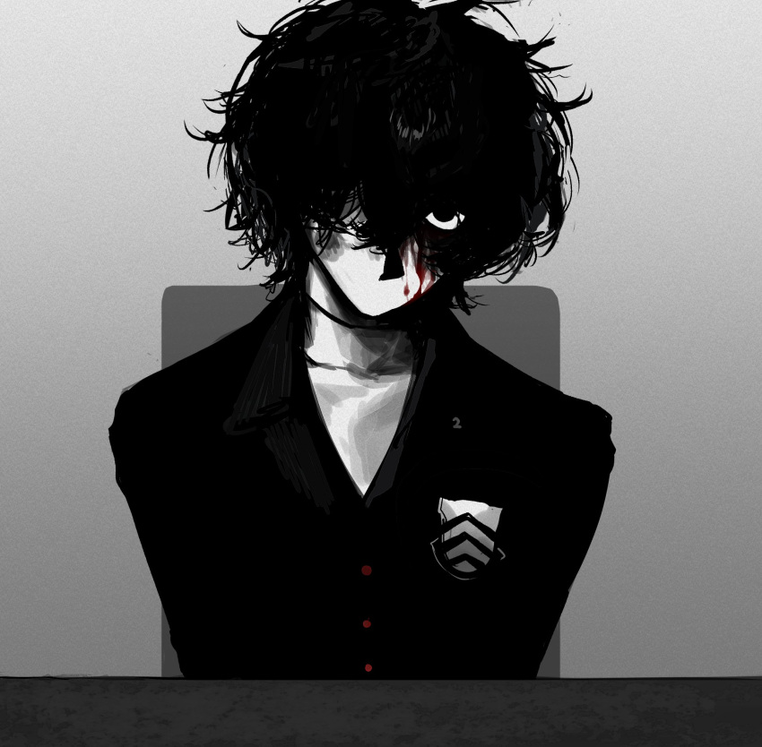 Safebooru - 1boy amamiya ren black eyes black hair black jacket blazer blood blood on face ...