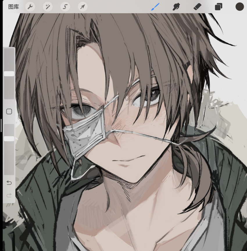 Safebooru - 1boy art program in frame black eyes brown hair closed ...