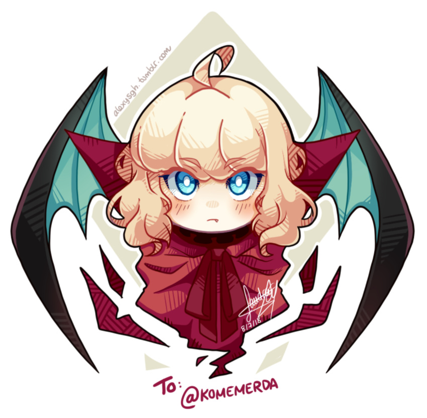 Safebooru 1girl Bat Girl Bat Wings Blonde Hair Blue Eyes Blush Close 7273