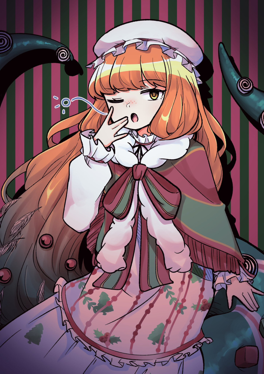 Safebooru - 1girl :o apron cape christmas nightmare (e.g.o) cowboy shot ...