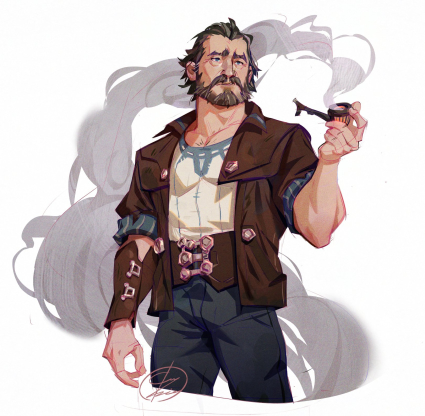 Safebooru - 1boy arcane: league of legends beard blue eyes blue pants ...
