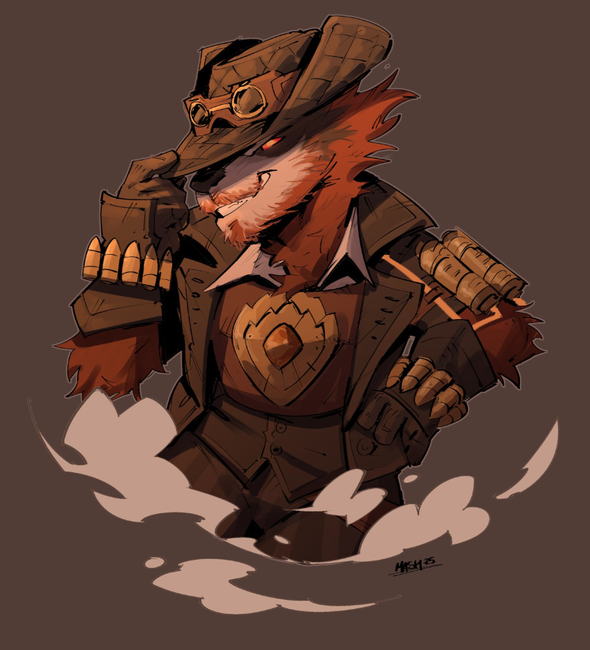 Safebooru - 1boy artist name brown background brown gloves cowboy hat ...