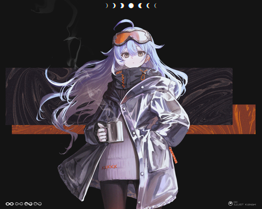 Safebooru 1girl Absurdres Ahoge Artist Name Blue Hair Brown Eyes Coat 8348