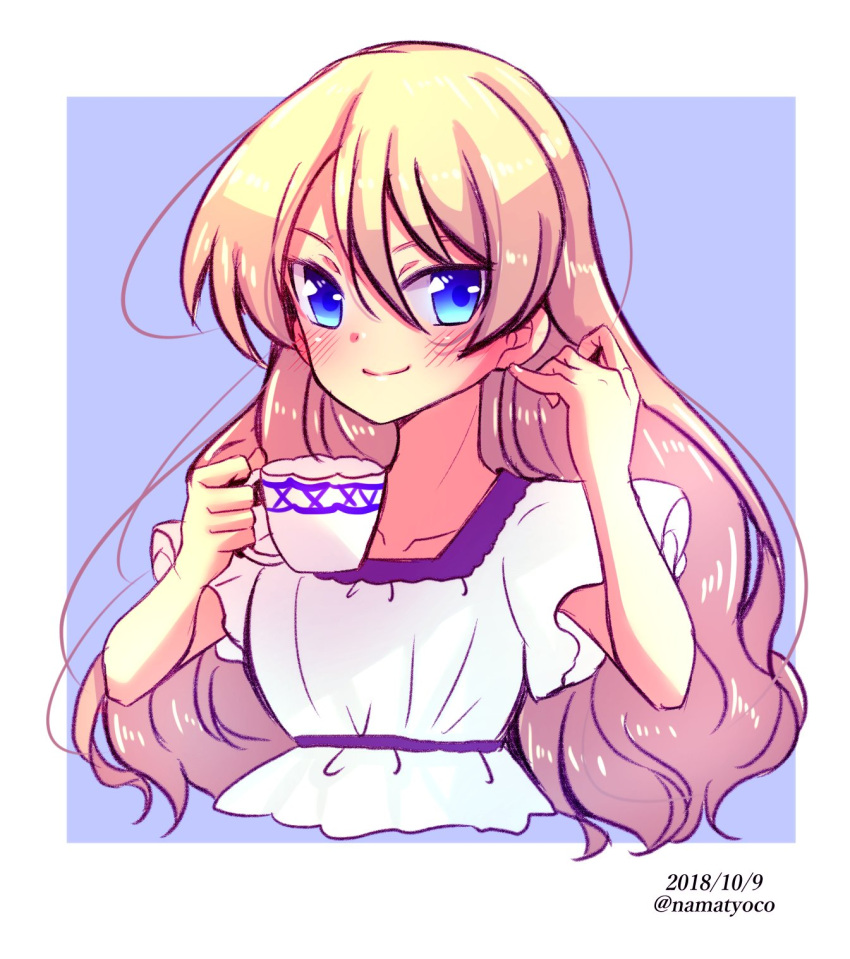 Safebooru - 1girl alternate costume alternate hairstyle blonde hair blue eyes blush closed mouth ...