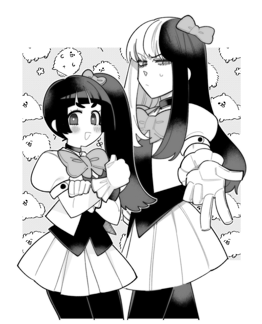 Safebooru - 2girls :d black pantyhose bow choujou meguru choujun ...